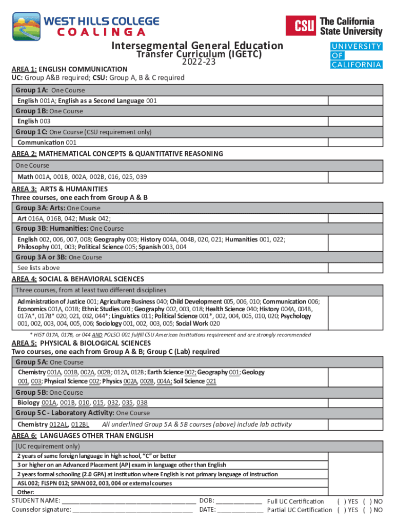 Fillable Online Option 3: Intersegmental General Education Transfer ... Fax Email Print - pdfFiller
