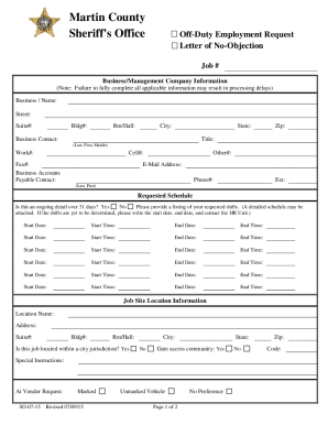 Fillable Online Off-Duty Employment Request Letter of No-Objection Fax Email Print - pdfFiller