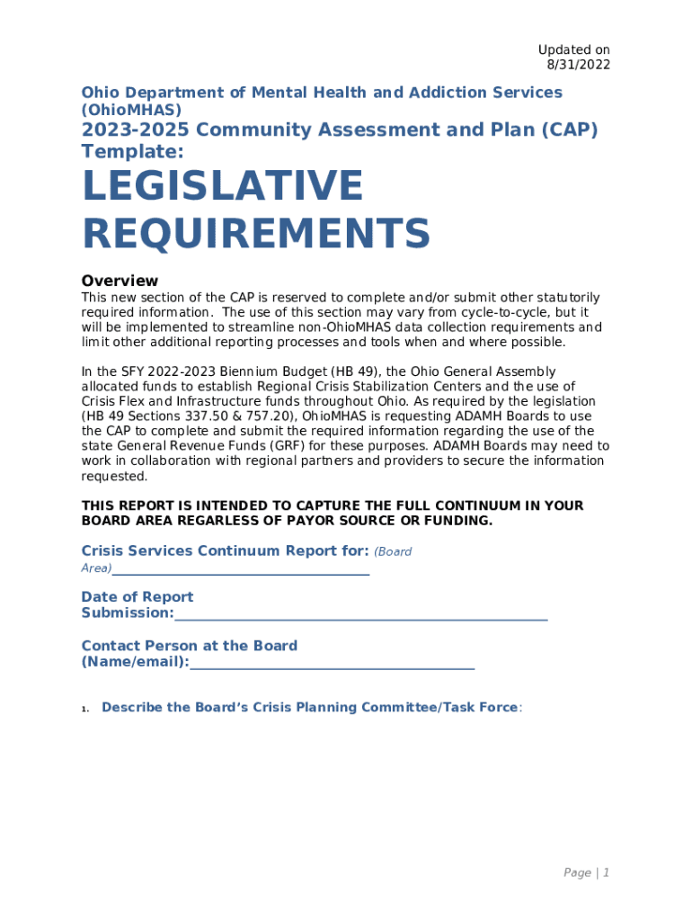 2023-2025 Community Assessment and Plan (CAP) Template: Doc Template ...