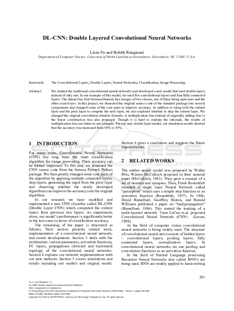 Fillable Online Dl Cnn Double Layered Convolutional Neural Networks