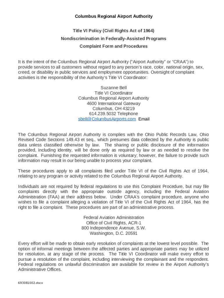 20171116151103-craa-title-vi-complaint-- ... Doc Template | pdfFiller