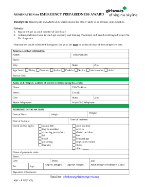 Fillable Online NOMINATION for EMERGENCY PREPAREDNESS AWARD Fax Email ...