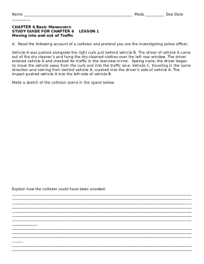 Chapter 6 - Drivers Ed Basic Maneuvers Flashcards Doc Template | pdfFiller