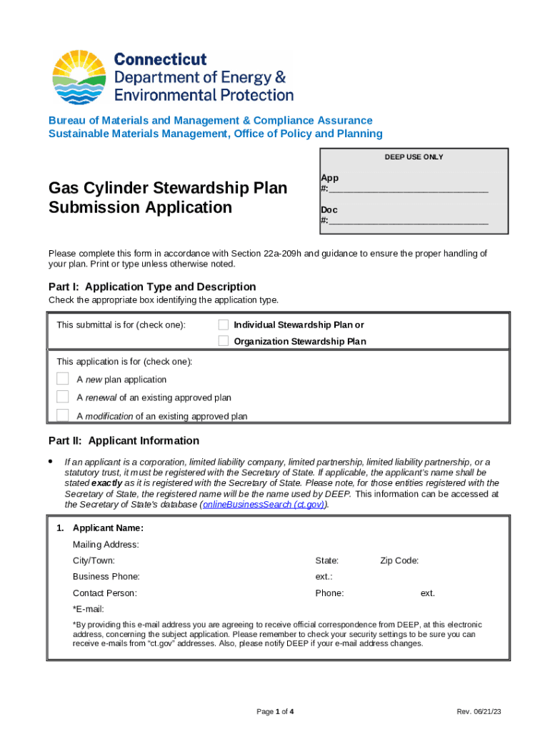 Gas Cylinder Stewardship Plan Submission Application Doc Template ...