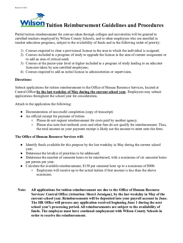 Fillable Online WCS Tuition Reimbursement Application Fax Email Print ...