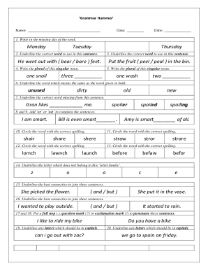 Fillable Online Stage 5 'Grammar Hammer' Skill Check 10 Fax Email Print ...
