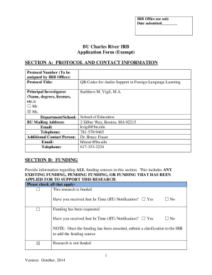 Fillable Online BU Charles River IRB Application Form (Full Board and ... Fax Email Print ...