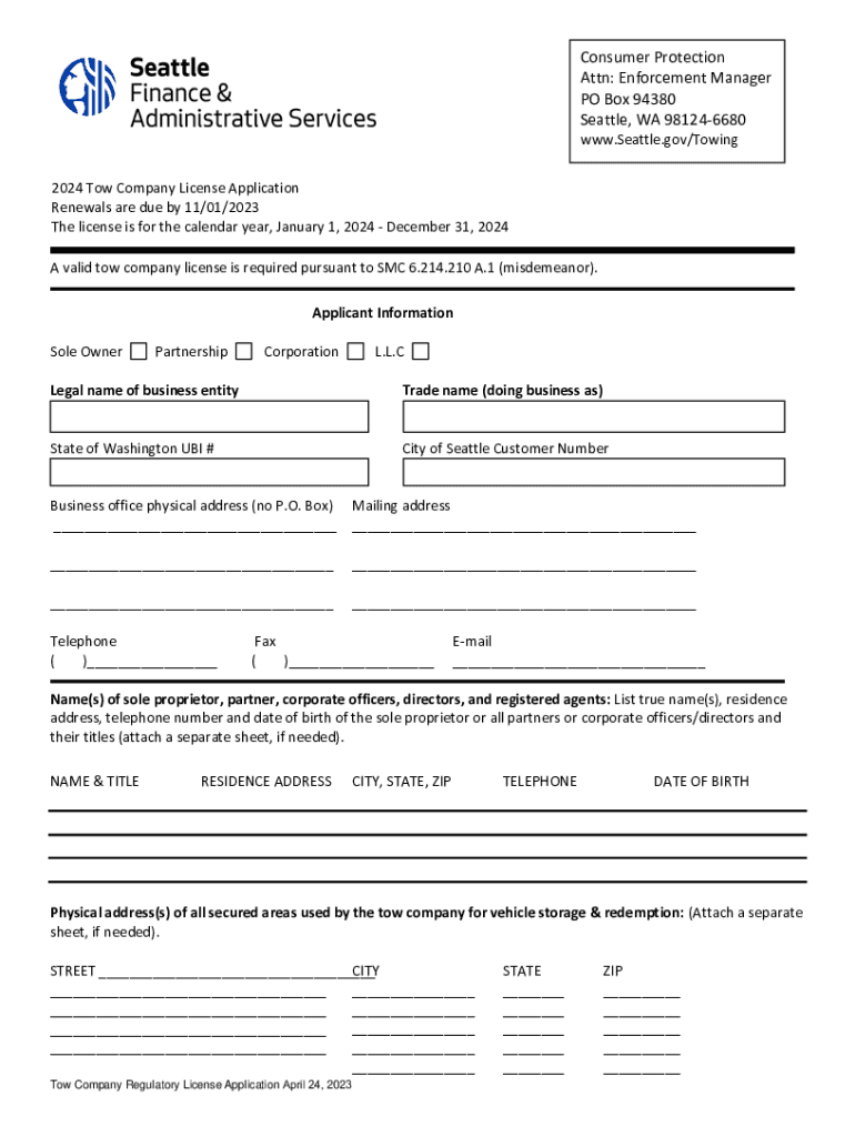 Fillable Online Get your license: Registered tow truck operators (RTTO) Fax Email Print - pdfFiller