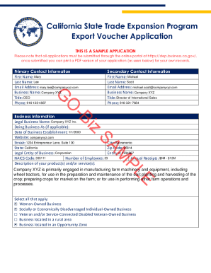 Fillable Online California State Trade Expansion Program Export Voucher Application Fax Email ...