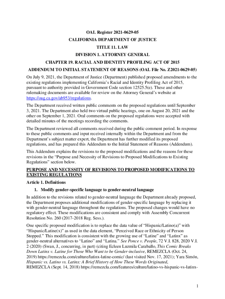 Fillable Online oag ca Racial and Identity Profiling Act (RIPA ...