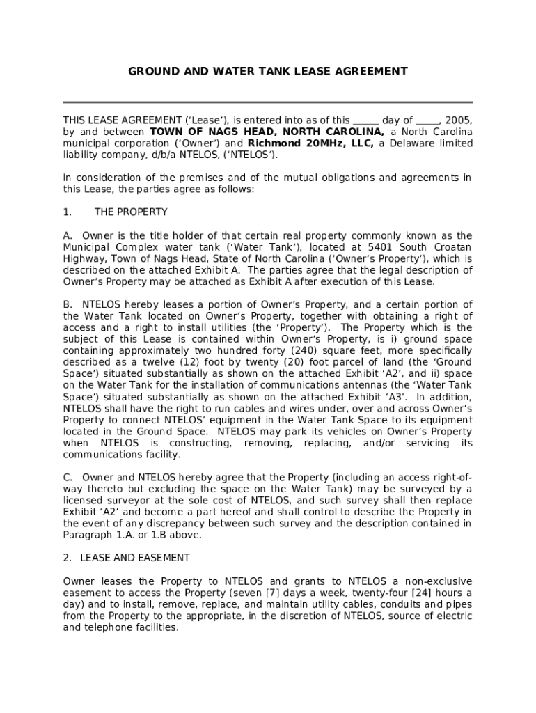 ground and water tank lease agreement - Nags Head Doc Template | pdfFiller