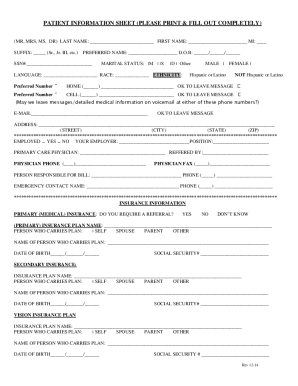 Fillable Online Patient information sheet: Fill out & sign online Fax ...