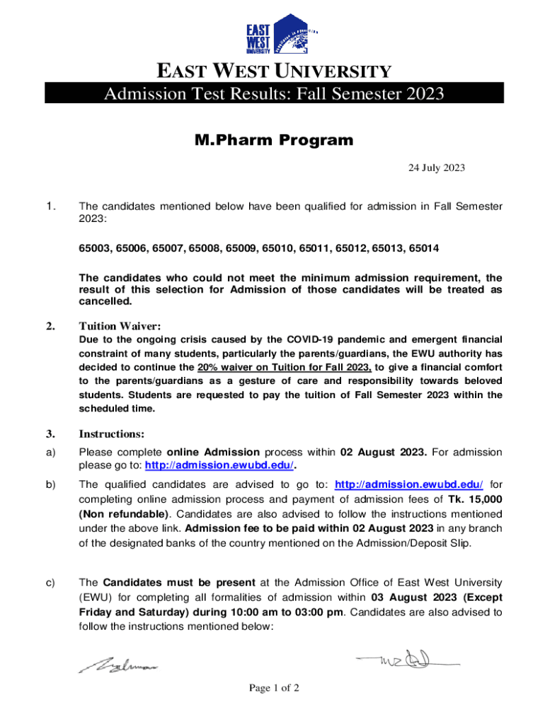 Fillable Online East-West University Admission 2024: Application Fees ... Fax Email Print ...