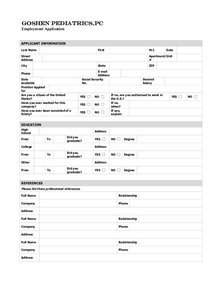 Fillable Online Goshen Pediatrics, PC PATIENT REGISTRATION FORM Fax Email Print - pdfFiller
