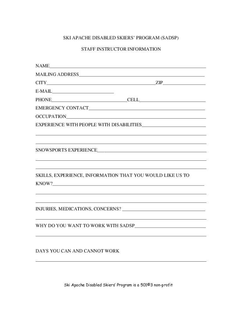 Fillable Online VOLUNTEER INSTRUCTOR INFORMATION Fax Email Print - pdfFiller