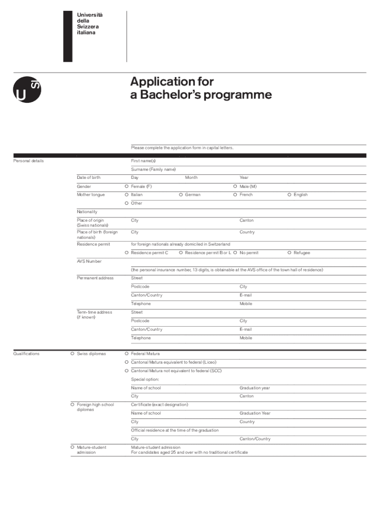 Fillable Online Application for a Bachelor's programme Fax Email Print - pdfFiller