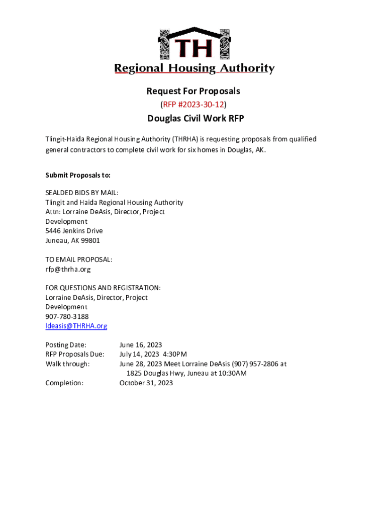 Fillable Online Request For Proposals Douglas Civil Work RFP Fax Email Print - pdfFiller