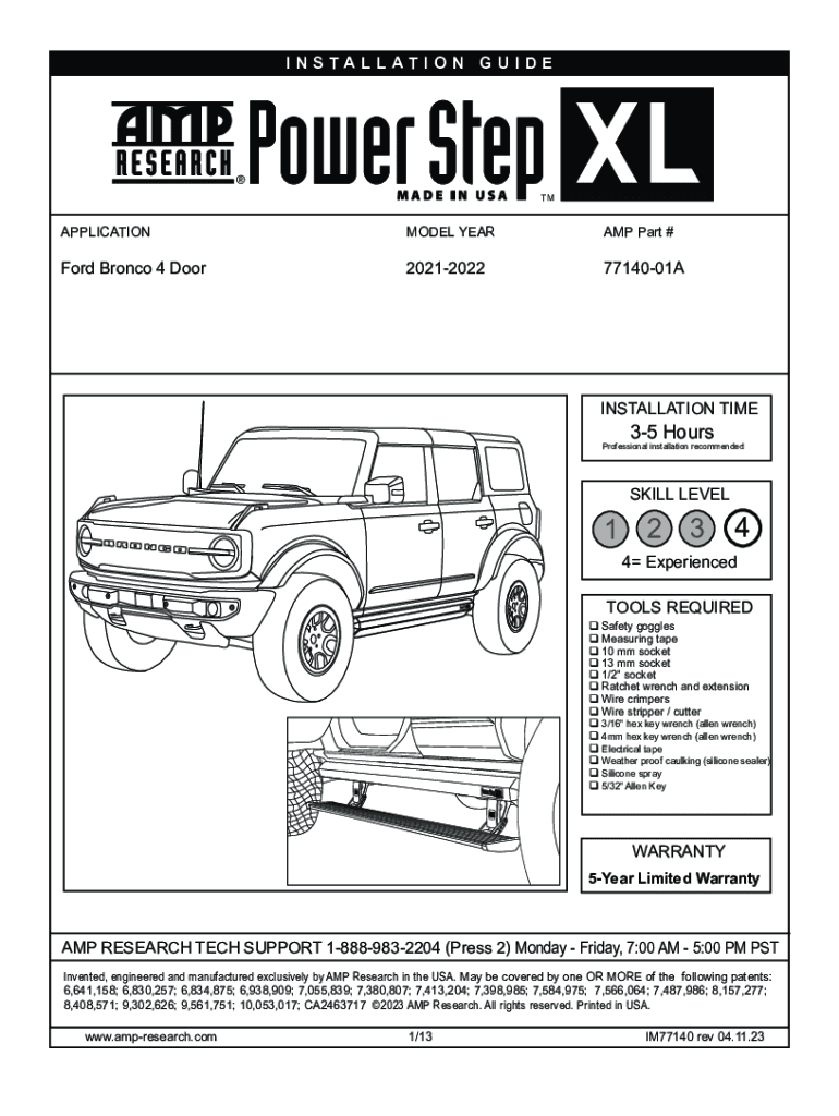 Fillable Online AMP 77254-01A Running Board Kit Installation Guide Fax Email Print - pdfFiller