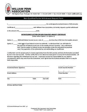 Fillable Online Non-Qualified Partial Withdrawal Request Form Fax Email ...