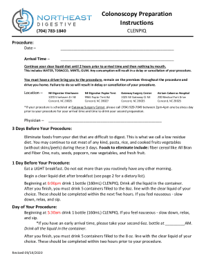 Fillable Online Colonoscopy Preparation InstructionsCLENPIQ Fax Email ...