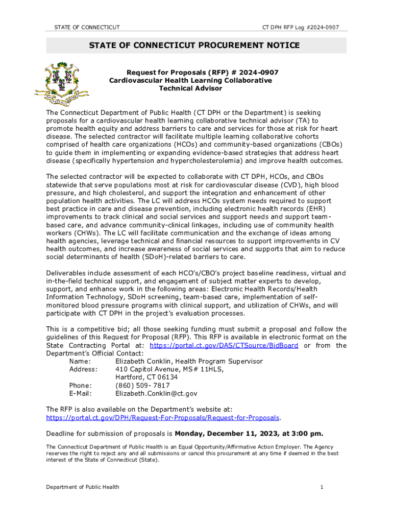 Fillable Online CT DPH RFP Log #2024-0907 Fax Email Print - pdfFiller