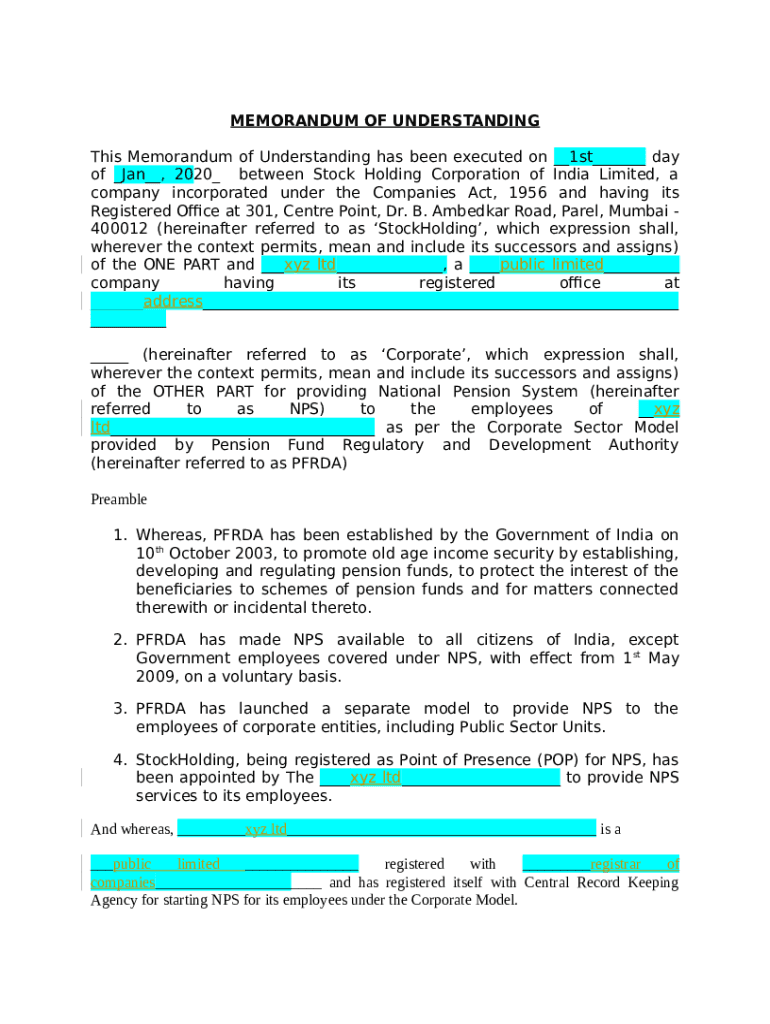 IN WITNESS WHEREOF the parties have caused this MOU ... Doc Template ...