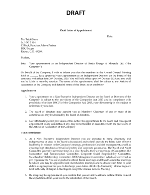 Fillable Online Draft Letter of Appointment Date Fax Email Print ...