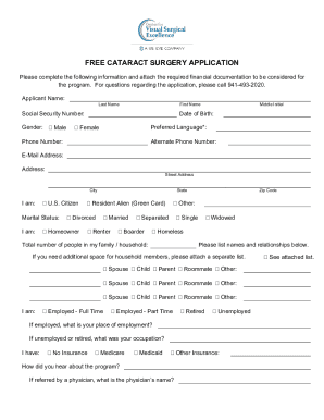 Fillable Online FREE CATARACT SURGERY APPLICATION Fax Email Print ...