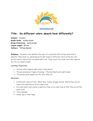 Fillable Online Title: Do different colors absorb heat differently? Fax ...