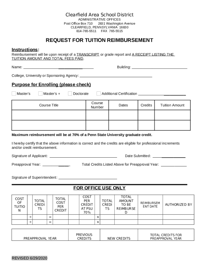 REQUEST FOR PROFESSIONAL GROWTH AND/OR TUITION REIMBURSEMENT Doc ...