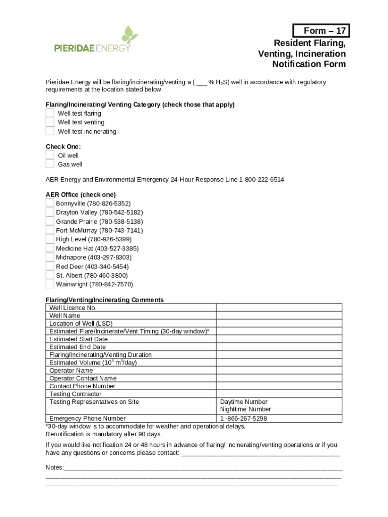 17 - Resident Flaring, Venting, Incineration Notification . Pieridae ...