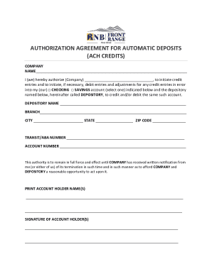 Fillable Online Automatic Payroll Direct Deposit (ACH CREDITS) Fax Email Print - pdfFiller