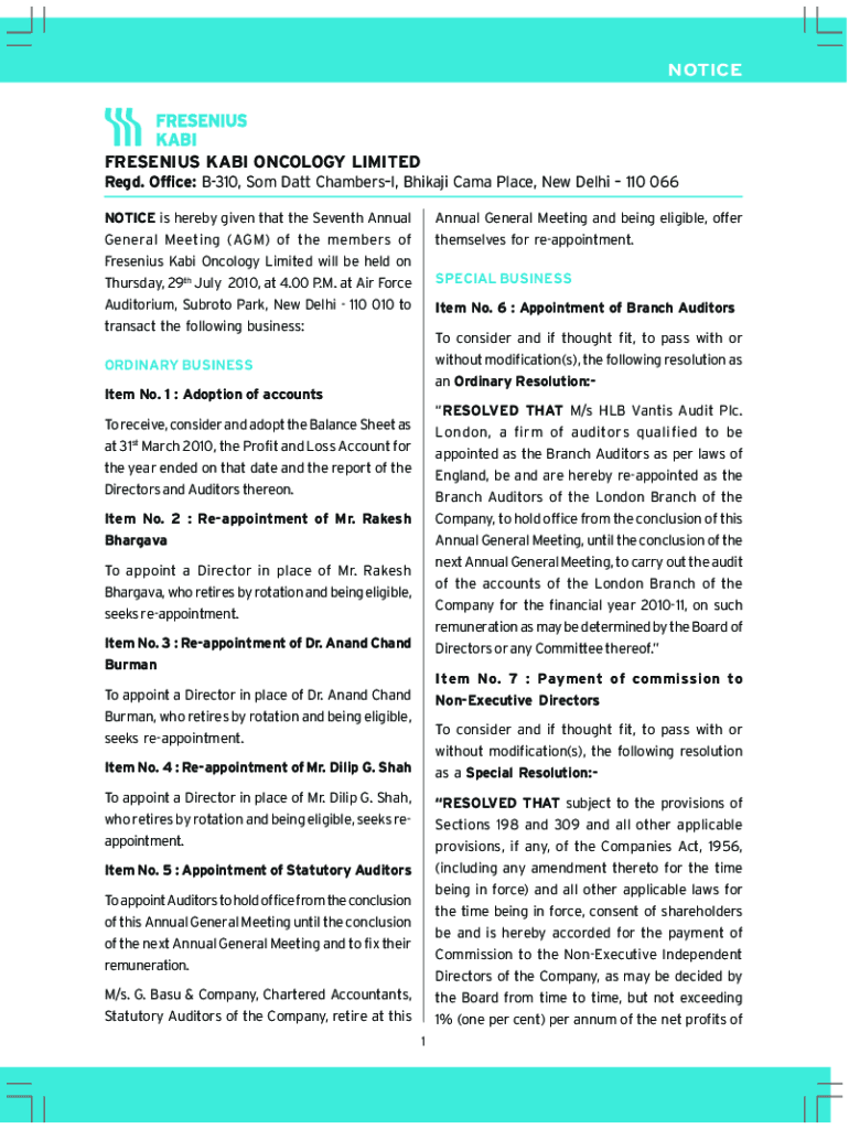 Fillable Online Notice: Regd. Office: B-310, Som Datt Chambers-I ...