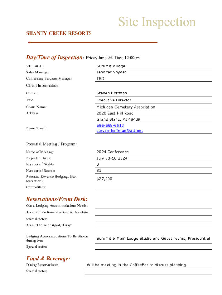 Fillable Online Site Visit Form 060922023#2.doc Fax Email Print - pdfFiller
