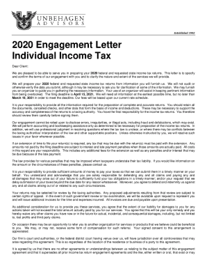 Fillable Online 2020 Engagement Letter Individual Income Tax Fax Email ...
