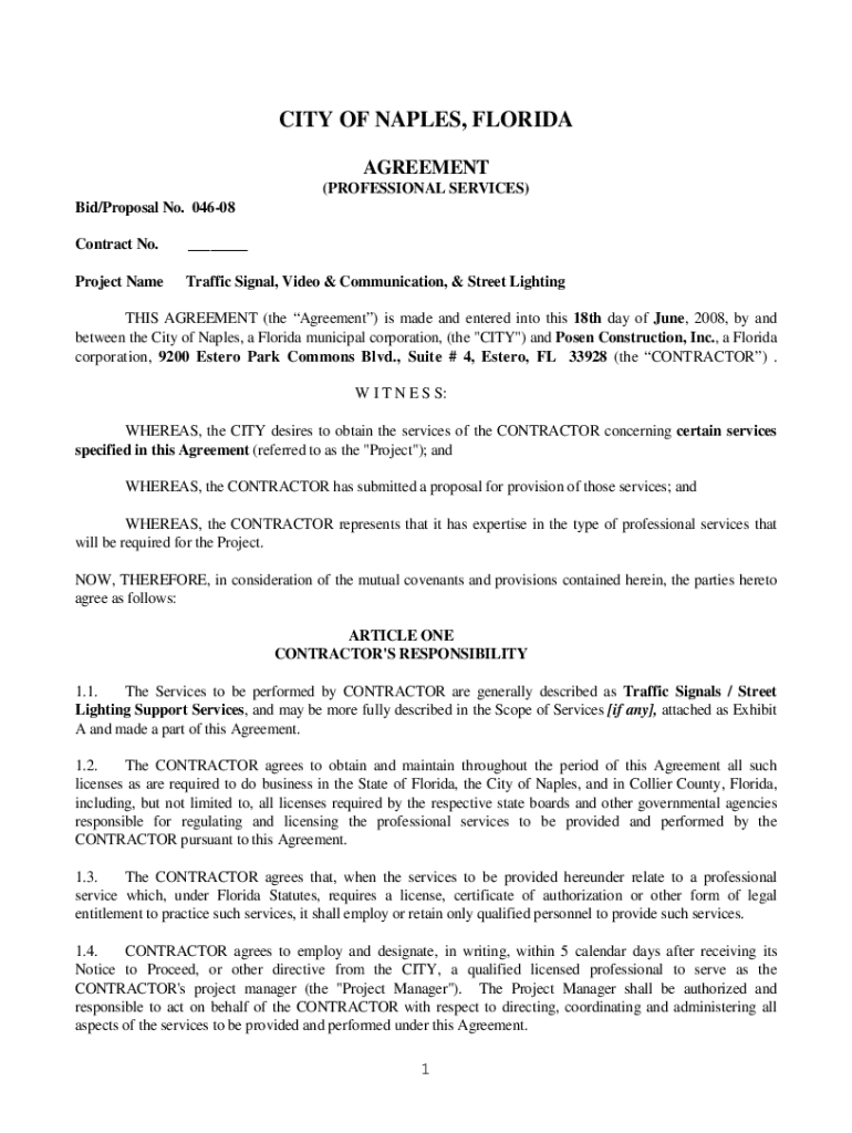 Fillable Online city of naples, florida - agreement Fax Email Print ...