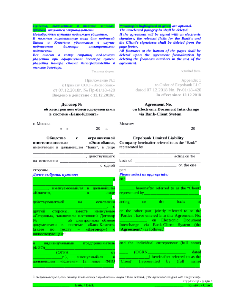 Paragraphs highlighted in green are optional Doc Template | pdfFiller