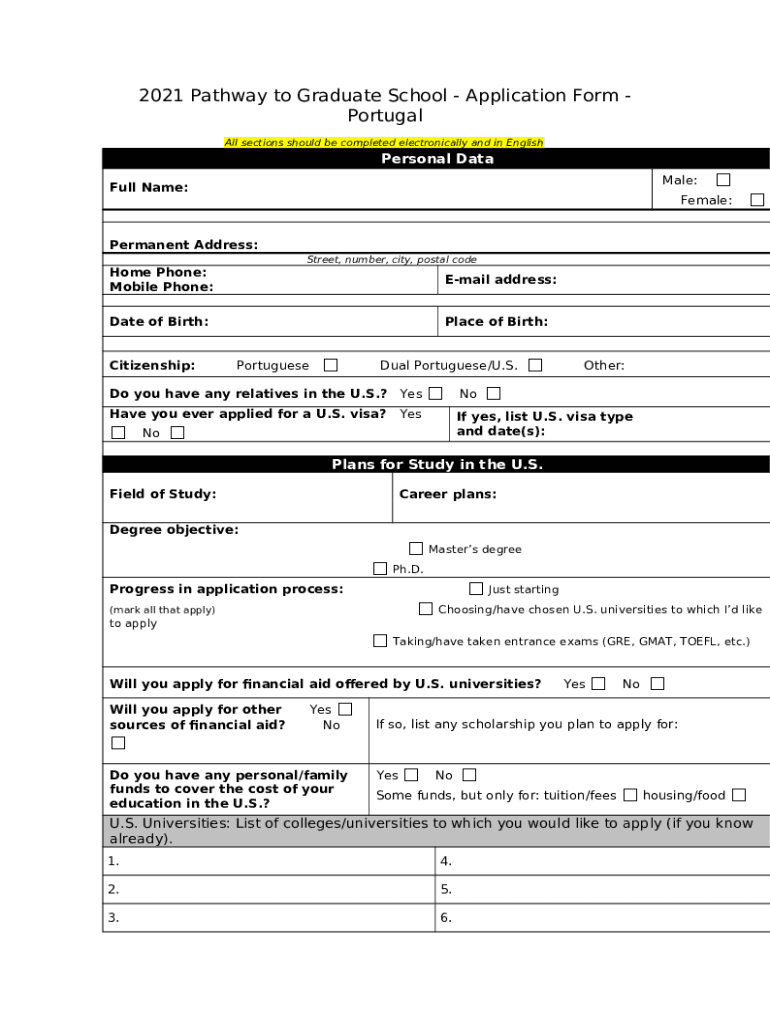 2021 Pathway to Graduate School - Application - Portugal Doc Template ...