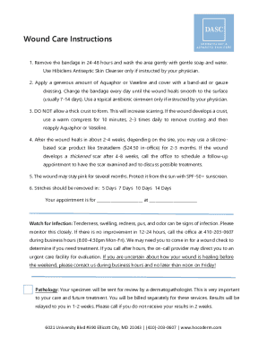 Fillable Online WOUND CARE INSTRUCTION SHEET Fax Email Print - pdfFiller