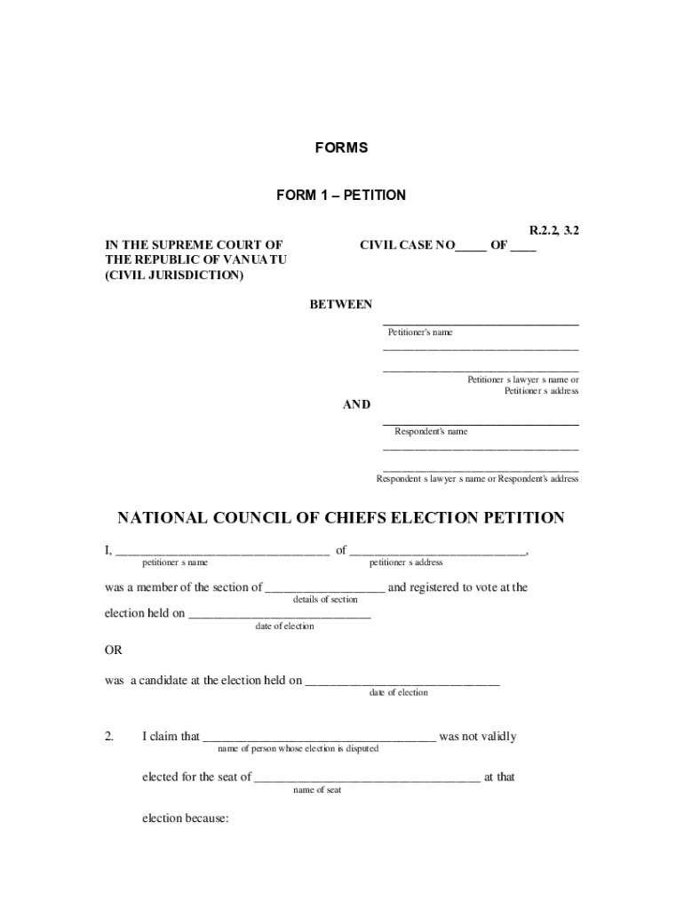 Fillable Online NATIONAL COUNCIL OF CHIEFS ELECTION PETITION Fax Email ...