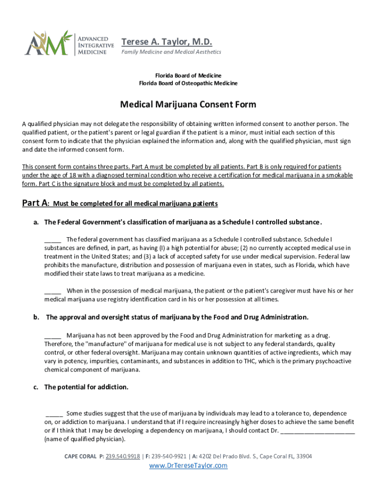 Fillable Online Medical Marijuana Consent Form - Cape Coral Fax Email ...