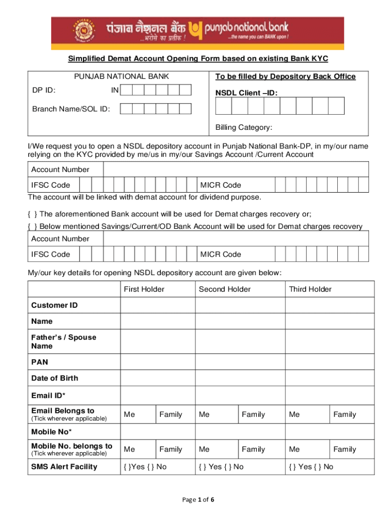 Fillable Online Simplified Demat Account Opening Form based on existing Bank ... Fax Email Print ...