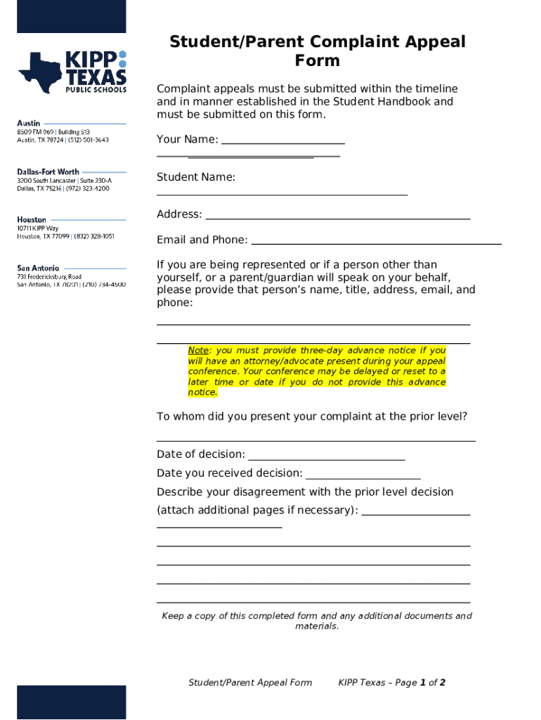 Student Complaint Appeal Doc Template | pdfFiller