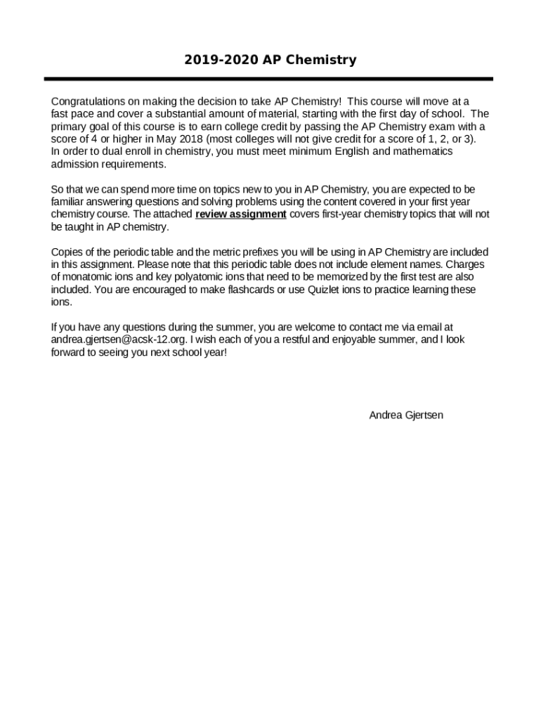 why? reasons to take ap chemistry Doc Template | pdfFiller