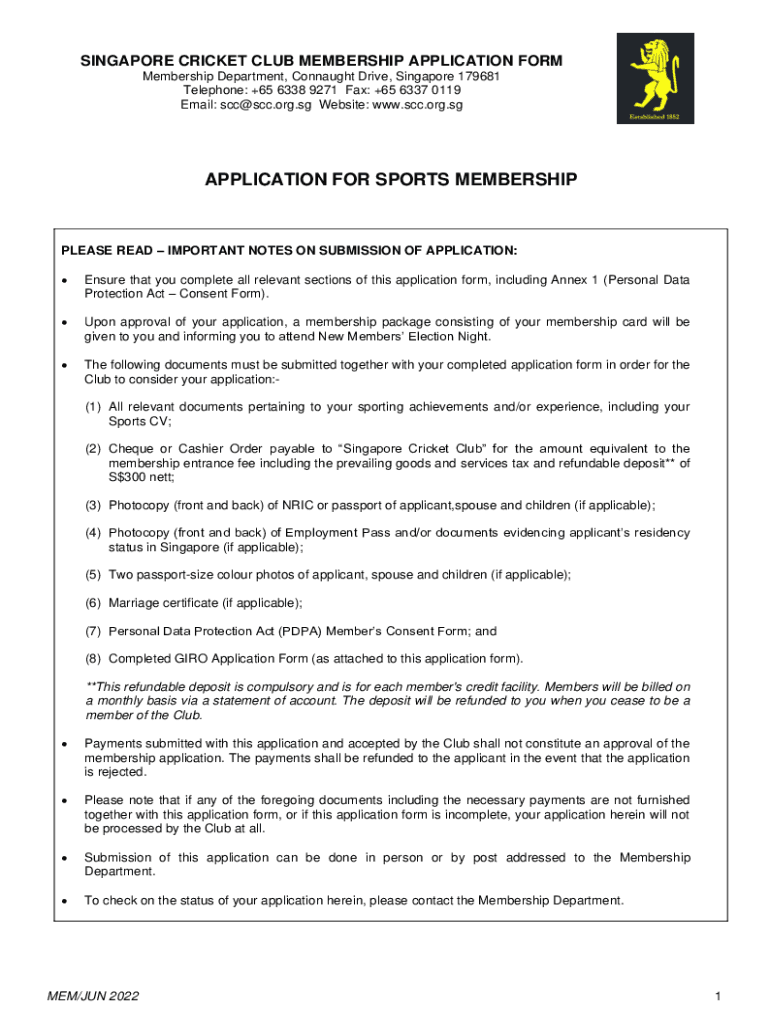 Fillable Online scc org SCC-Sports-Membership-Application-Form-JULY ...