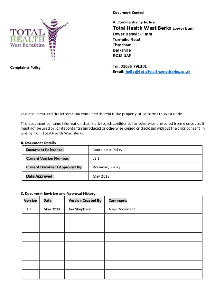 Fillable Online Total Health West Berkshire: Select a Location Fax ...