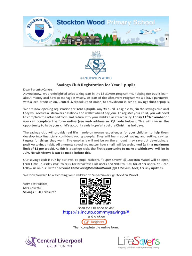 Fillable Online stocktonwoodprimary co Lifesavers BankSt Anne's CofE (Aided) Primary School Fax ...