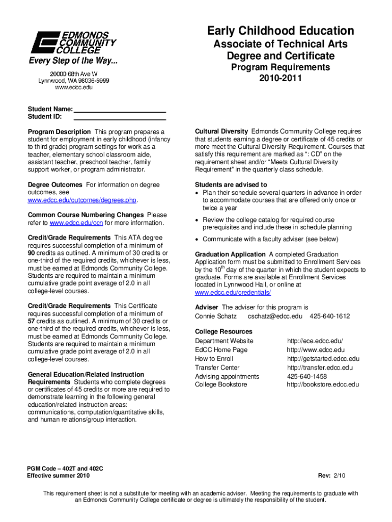 Fillable Online Early Childhood Management Certificate (Post-Diploma) Fax Email Print - pdfFiller