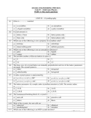 Fillable Online Solid state physics Unit 1 Crystal Structure Fax Email ...