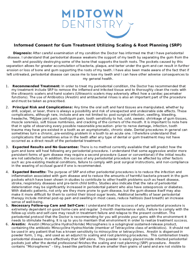 Periodontal Tx SCRP Doc Template | pdfFiller